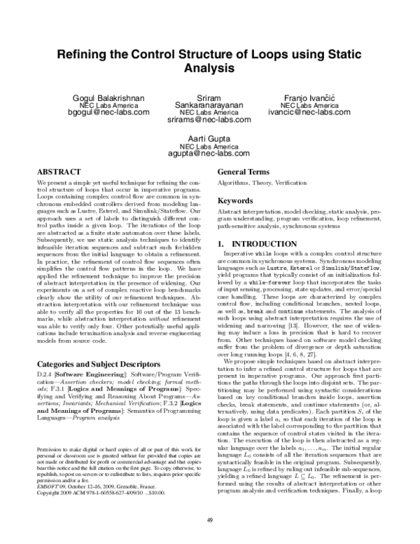 (PDF) Refining the control structure of loops using static analysis