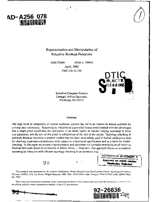 Pdf Representation And Manipulation Of Inductive Boolean Functions