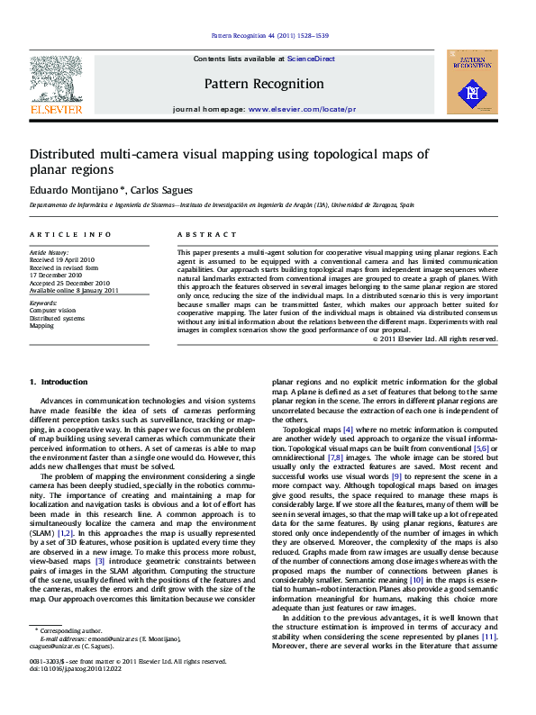 Pdf Distributed Multi Camera Visual Mapping Using Topological Maps Of