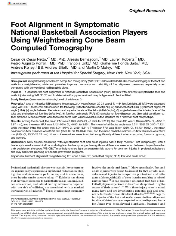 (PDF) Foot Alignment in Symptomatic National Basketball Association ...