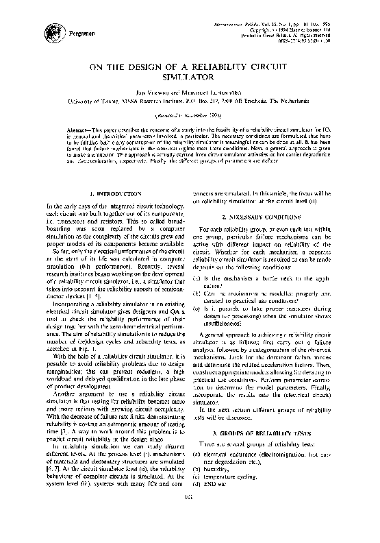 (PDF) On the design of a reliability circuit simulator
