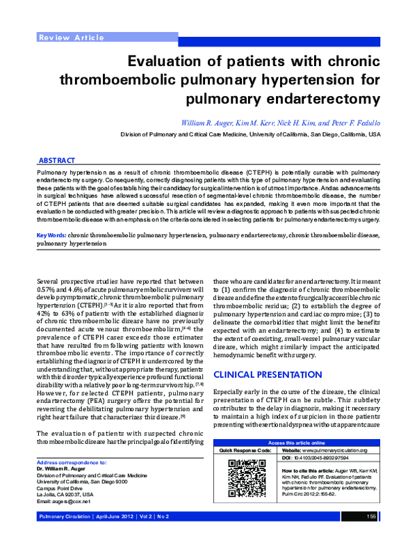 (PDF) Chronic thromboembolic pulmonary hypertension in young woman with history of caesarian ...