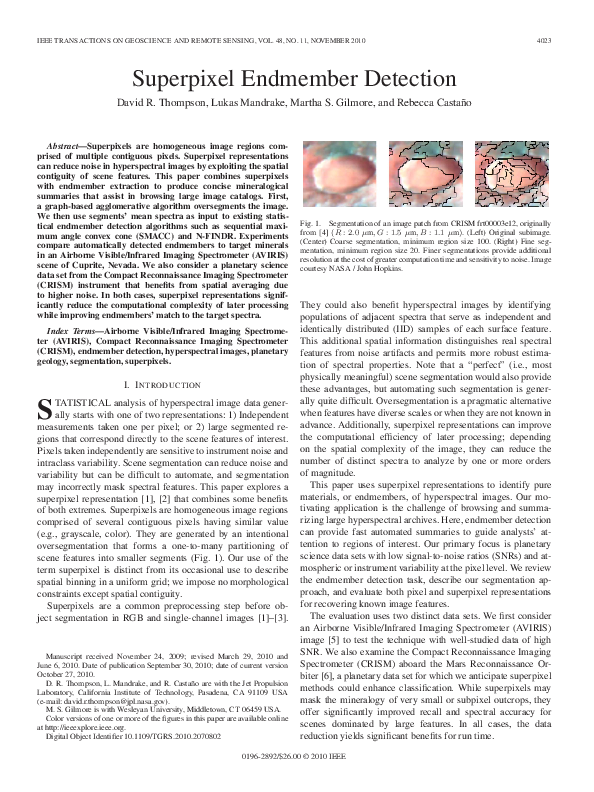 (PDF) Superpixel Endmember Detection