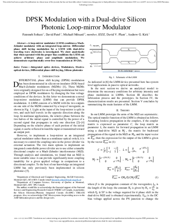 DPSK Modulation with a Dual-drive Silicon Photonic Loop-mirror Modulator