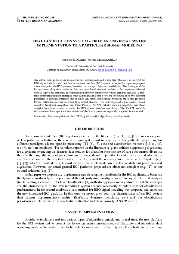 (PDF) Eeg Classification System - from an Universal System Implementation to a Particular Signal ...