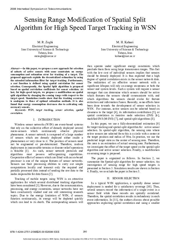 Pdf Sensing Range Modification Of Spatial Split Algorithm For High