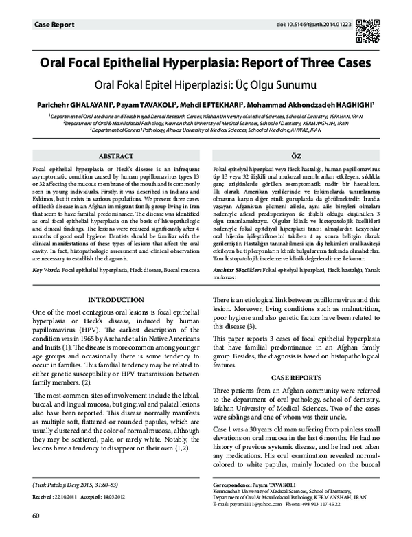 (PDF) Photo Vignette Multifocal epithelial hyperplasia: report of 3 ...