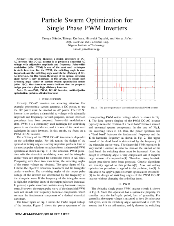 (PDF) Particle swarm optimization for single phase PWM inverters