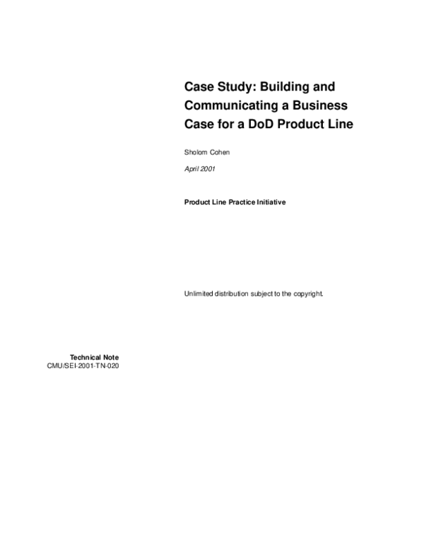 (PDF) Case Study: Building and Communicating a Business Case for a DoD ...