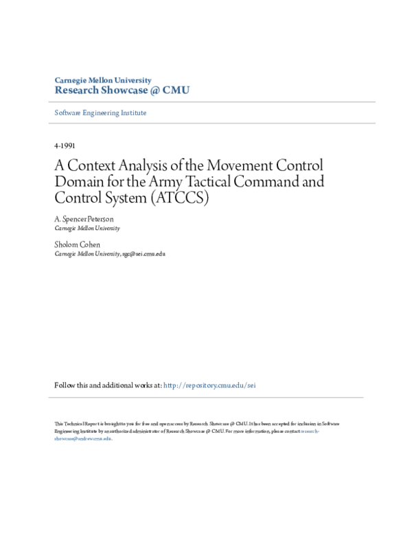 (PDF) A Context Analysis of the Movement Control Domain for the Army Tactical Command and ...