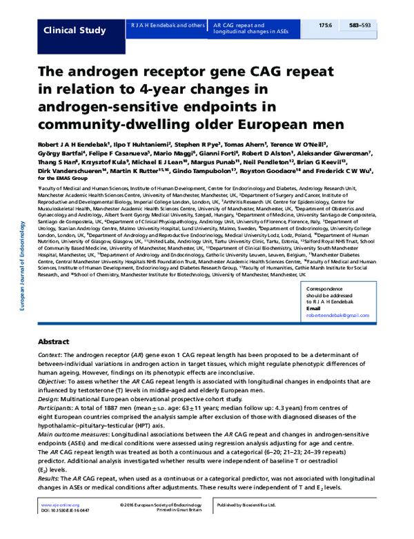 (PDF) The androgen receptor gene CAG repeat in relation to 4-year changes in androgen-sensitive ...