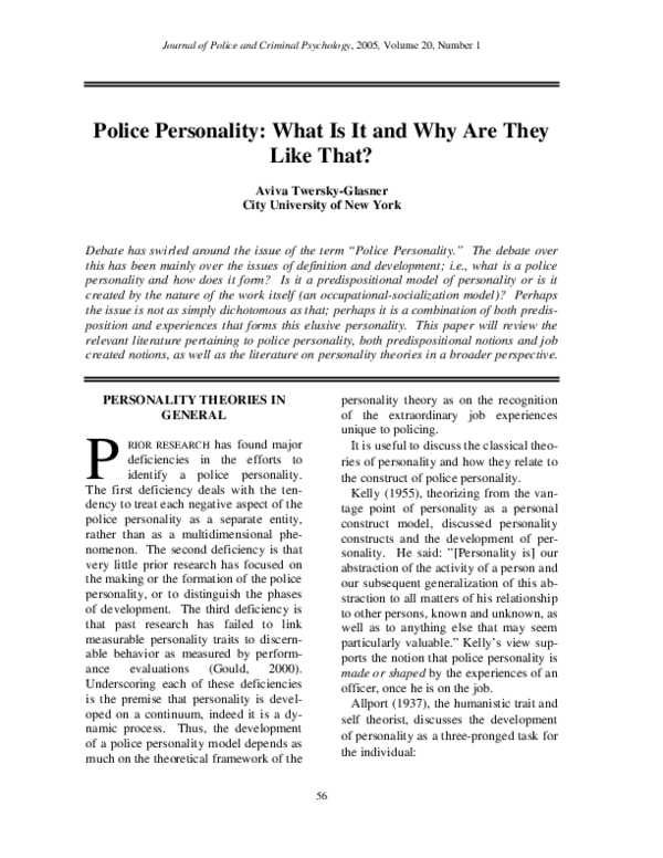 (PDF) Police personality: What is it and why are they like that?