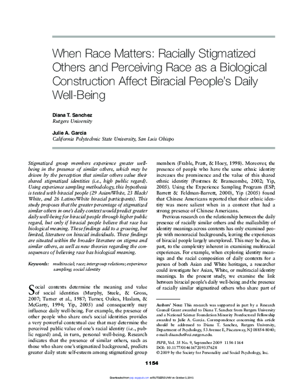 (PDF) When Race Matters: Racially Stigmatized Others and Perceiving ...