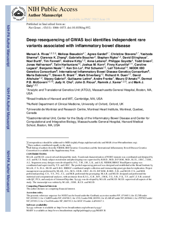 (PDF) Deep resequencing of GWAS loci identifies independent rare ...