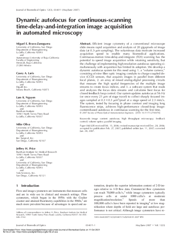 (PDF) Dynamic autofocus for continuous-scanning time-delay-and-integration image acquisition in ...