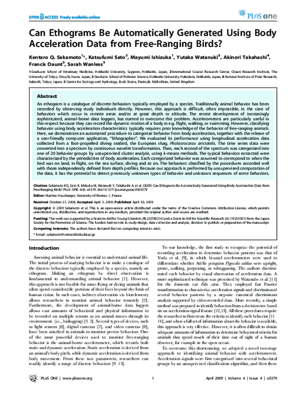 (PDF) Automated Ethogram Generation from Bird Data