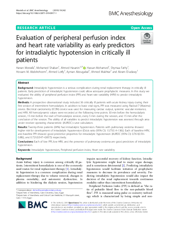 (PDF) Evaluation of peripheral perfusion index and heart rate ...