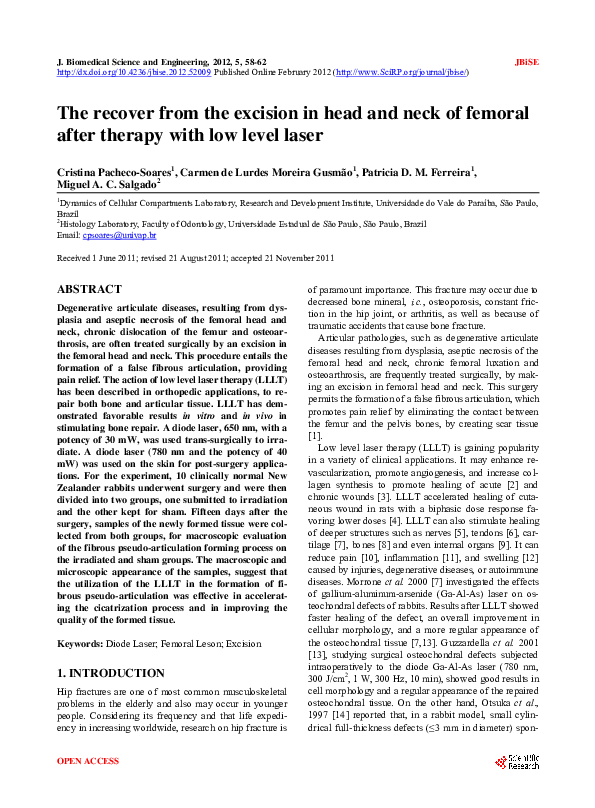 (PDF) The recover from the excision in head and neck of femoral after ...