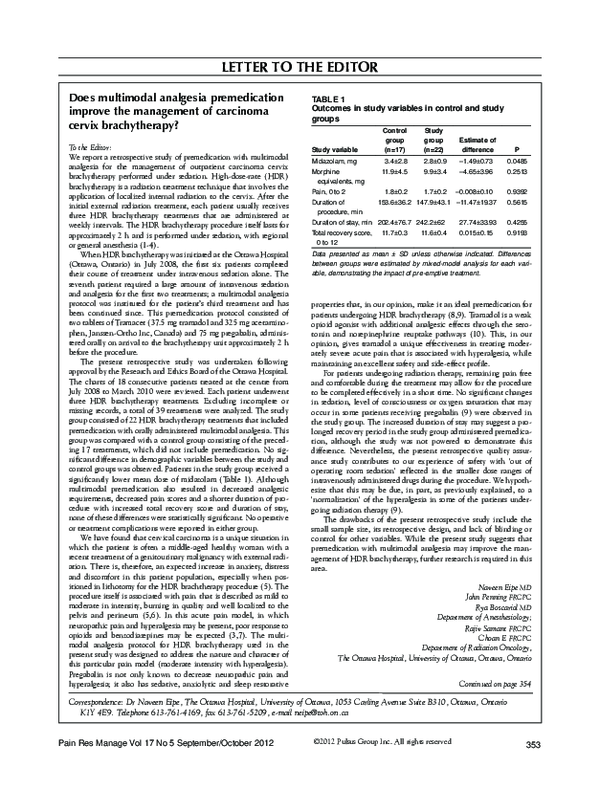 (PDF) Does multimodal analgesia premedication improve the management of ...
