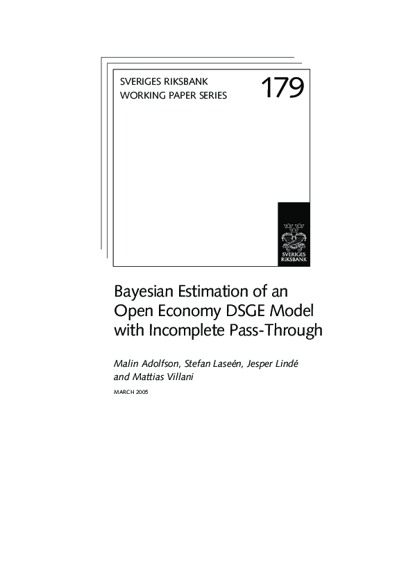 Pdf Bayesian Estimation Of An Open Economy Dsge Model With Incomplete Pass Through
