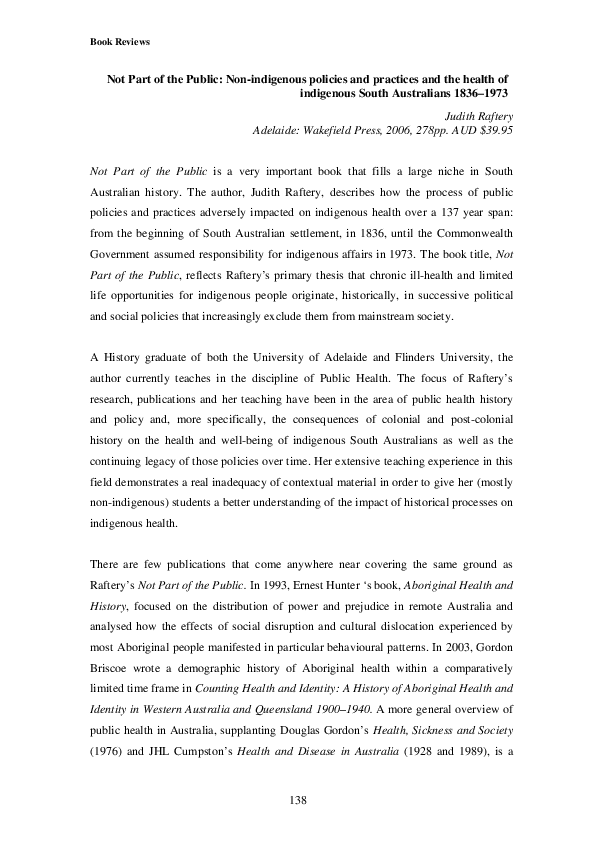 (PDF) Not Part of the Public: Non-Indigenous Policies and Practices and ...