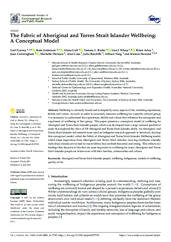 (PDF) The Fabric of Aboriginal and Torres Strait Islander Wellbeing: A ...