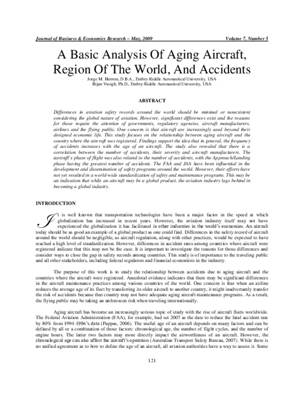 (PDF) A Basic Analysis Of Aging Aircraft, Region Of The World, And ...