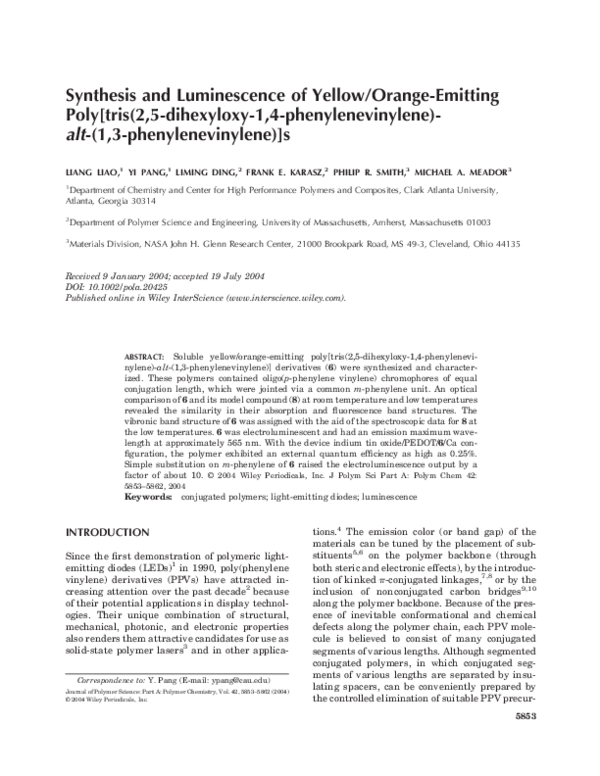 (PDF) Synthesis and luminescence of yellow/orange-emitting poly[tris(2 ...
