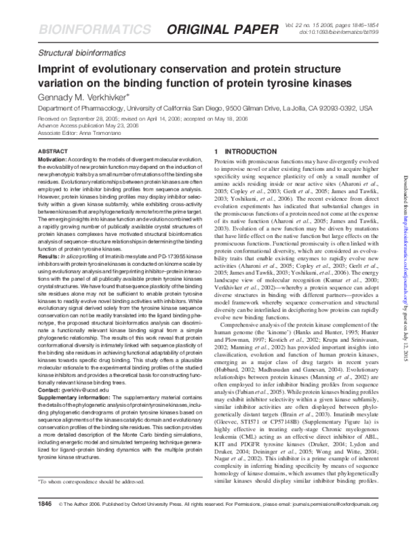 (PDF) Imprint of evolutionary conservation and protein structure ...