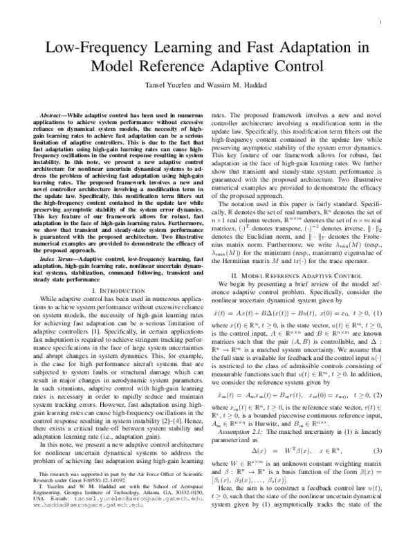 (PDF) Low-Frequency Learning and Fast Adaptation in Model Reference ...