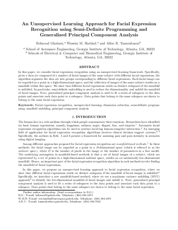 (PDF) An unsupervised learning approach for facial expression ...