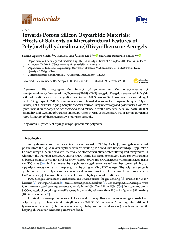 (PDF) Towards Porous Silicon Oxycarbide Materials: Effects of Solvents ...
