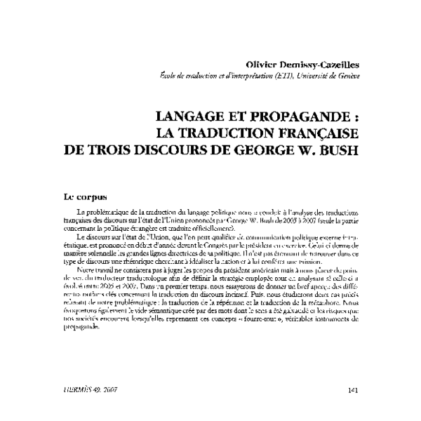 (PDF) Langage et propagande : La traduction française de trois discours ...
