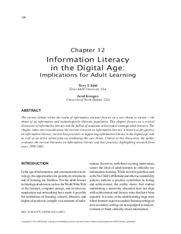 (PDF) Information Literacy in the Digital Age