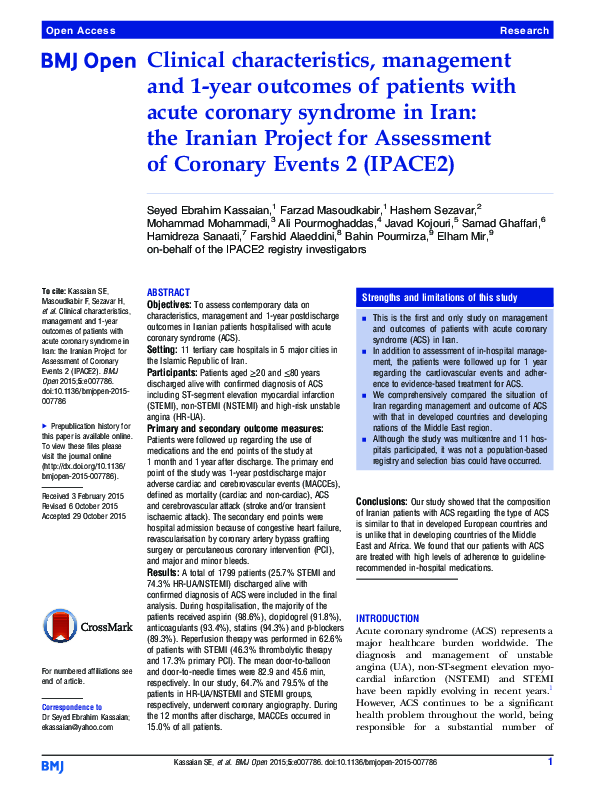 (PDF) Clinical characteristics, management and 1-year outcomes of ...