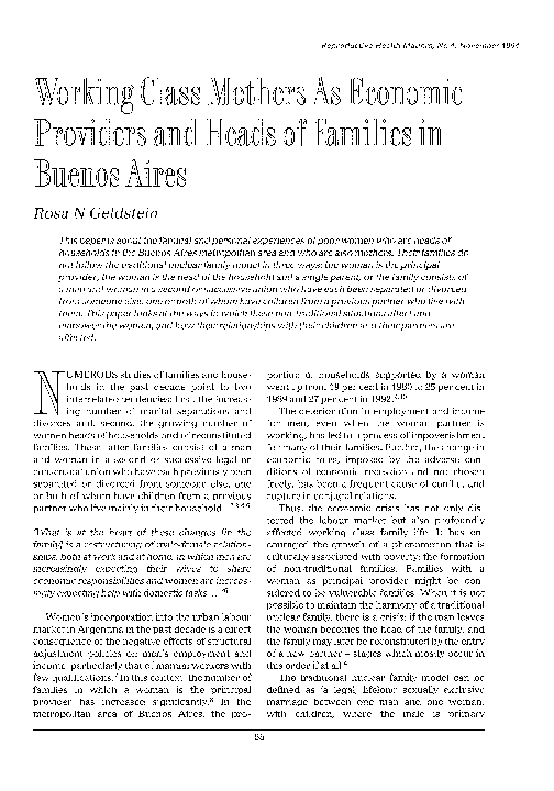 (PDF) Working class mothers as economic providers and heads of families ...