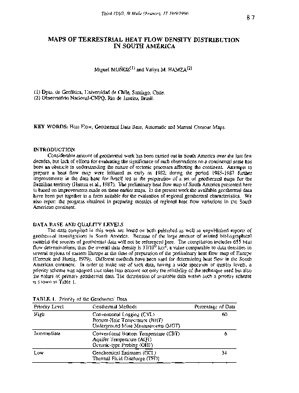 (PDF) Maps of terrestrial heat flow density distribution in South America