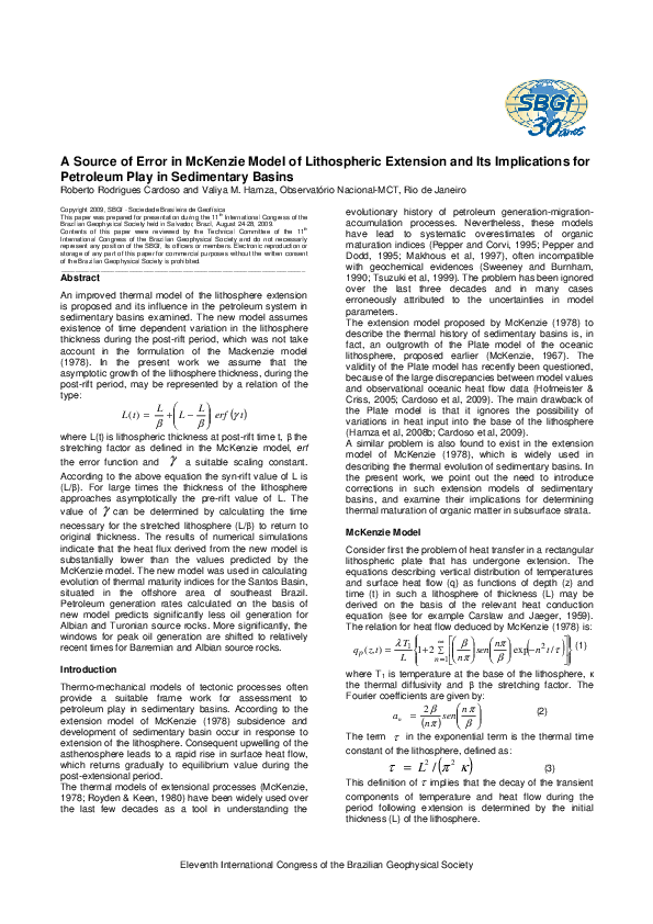 (PDF) A Source of Error in McKenzie Model of Lithospheric Extension and ...