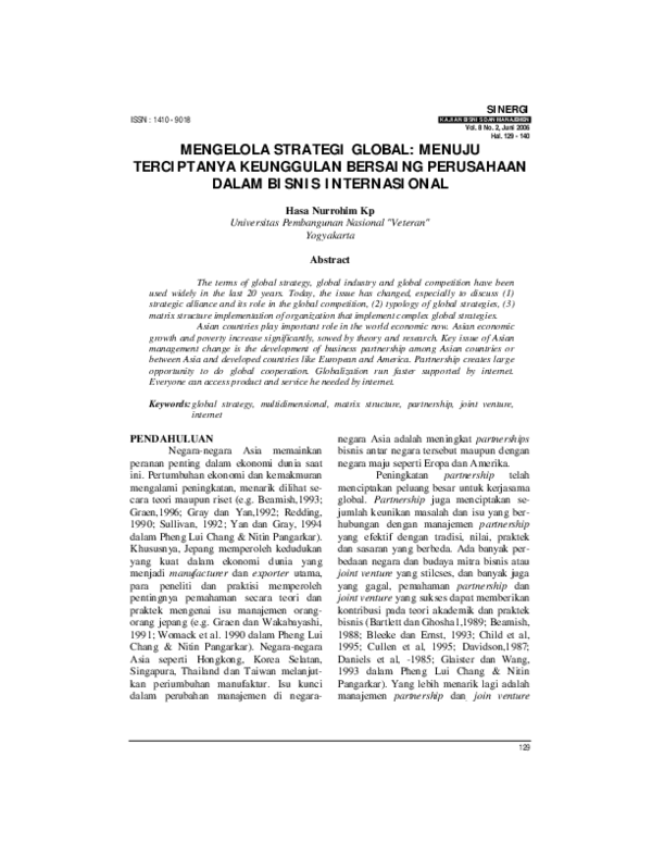 (PDF) Mengelola Strategi Global: Menuju Terciptanya Keunggulan Bersaing ...