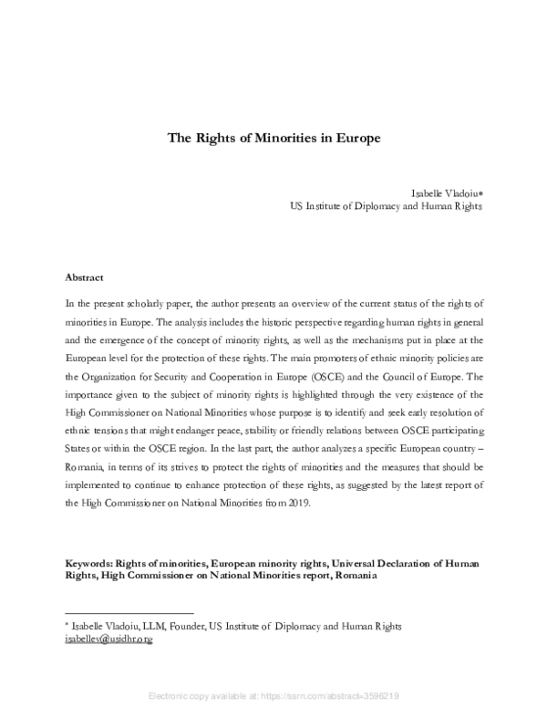 (PDF) The Rights of Minorities in Europe