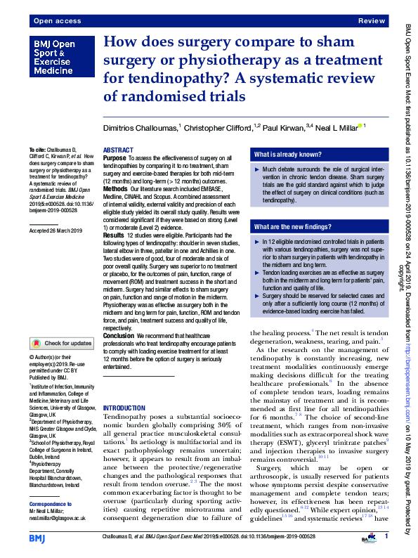 (PDF) How does surgery compare to sham surgery or physiotherapy as a ...