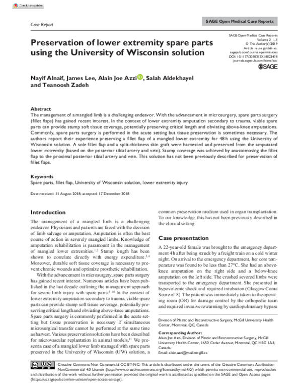 (PDF) Preservation of lower extremity spare parts using the University ...