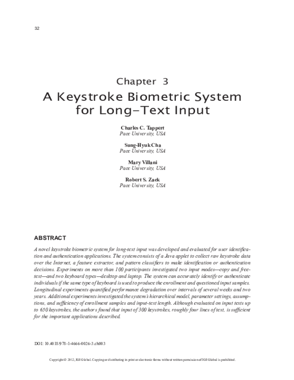 (PDF) A Keystroke Biometric Systemfor Long-Text Input | Robert Zack - Academia.edu
