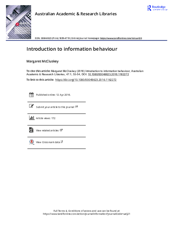 (PDF) Introduction to information behaviour