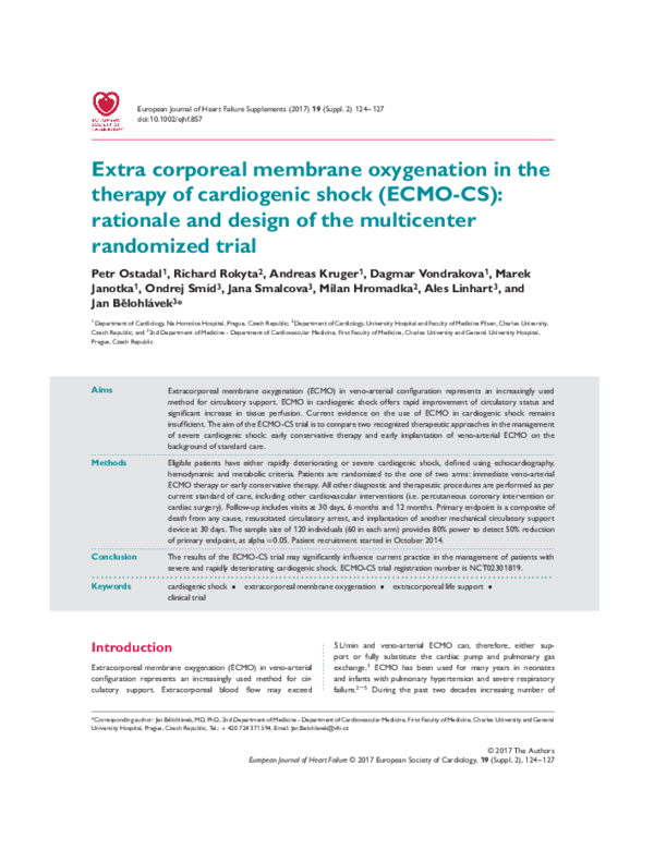 (PDF) Extra corporeal membrane oxygenation in the therapy of ...