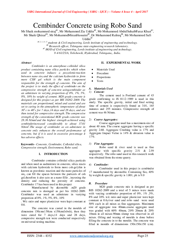 (PDF) Cembinder Concrete using Robo Sand