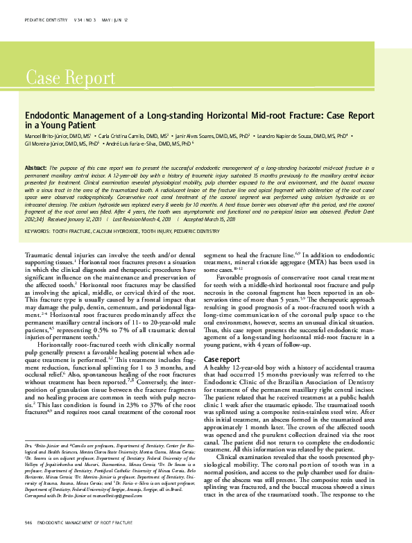 (PDF) Endodontic management of a long-standing horizontal mid-root ...