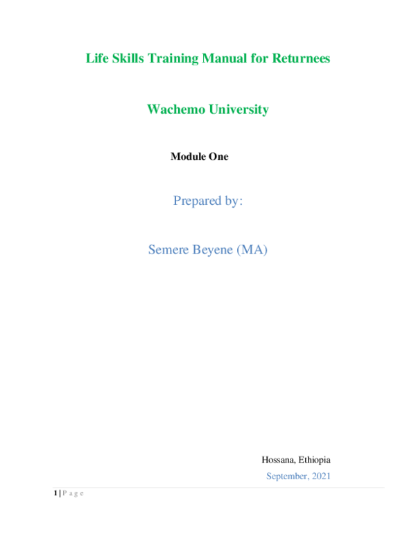 (PDF) Life Skills and Leadership Training Manual
