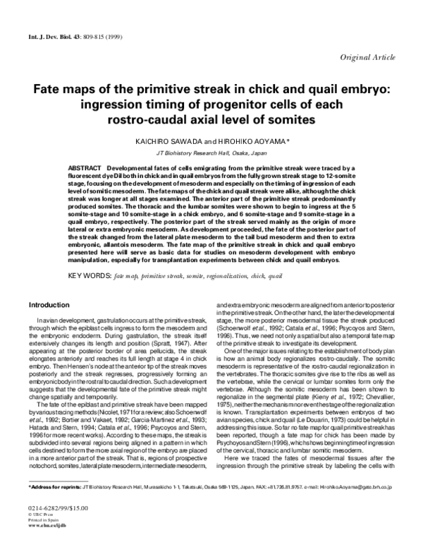 (PDF) Fate maps of the primitive streak in chick and quail embryo ...