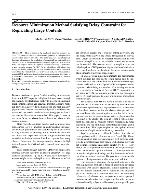 (PDF) Resource Minimization Method Satisfying Delay Constraint for ...